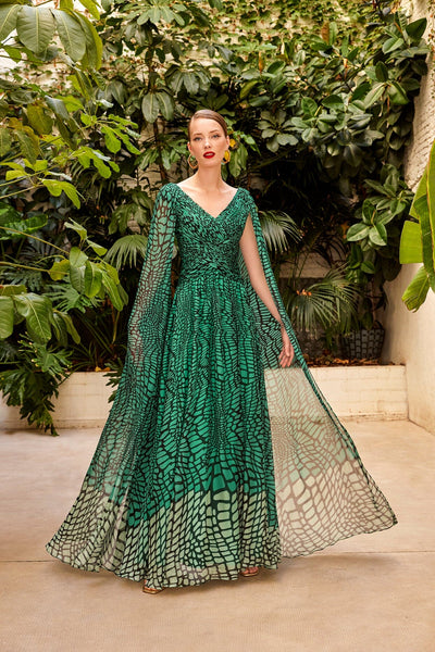 Cosiani Green Printed Gown