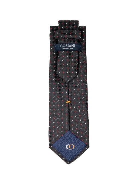 Black & Red Square Pattern Silk Tie – Cosiani