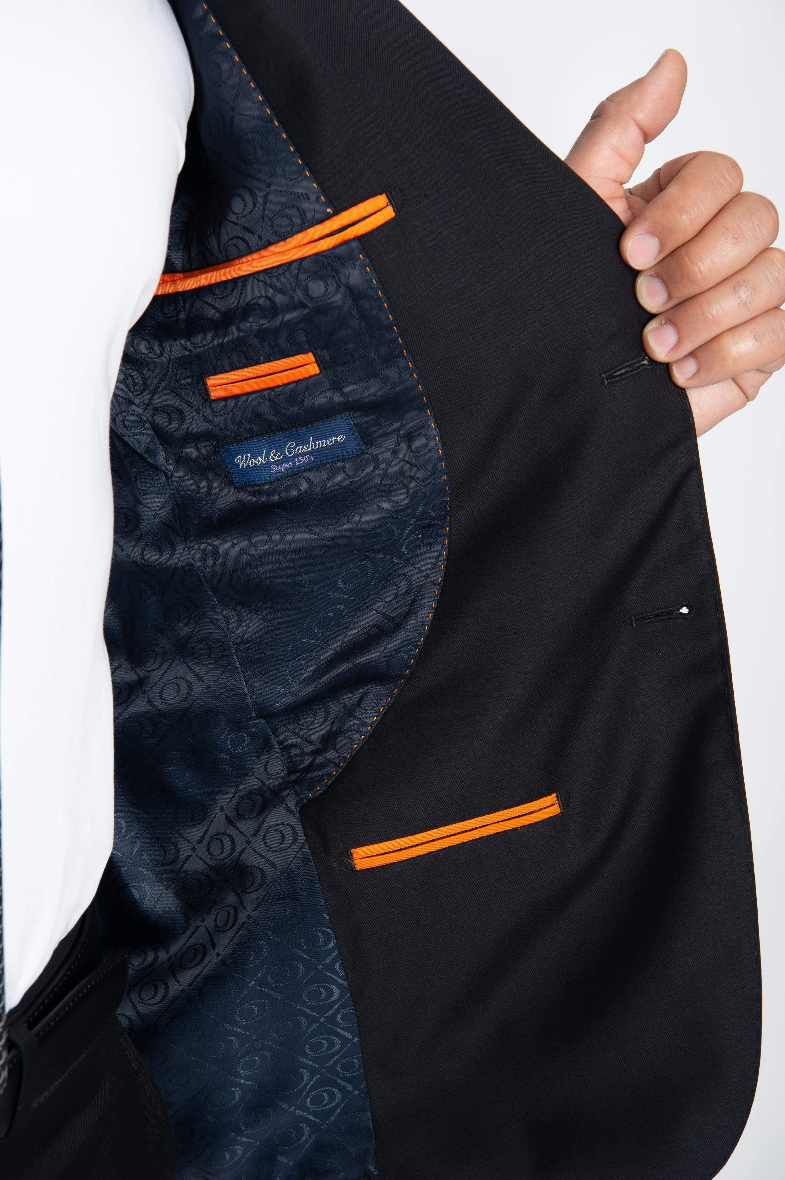 Cosiani Black Slim Fit Wool Cashmere Suit